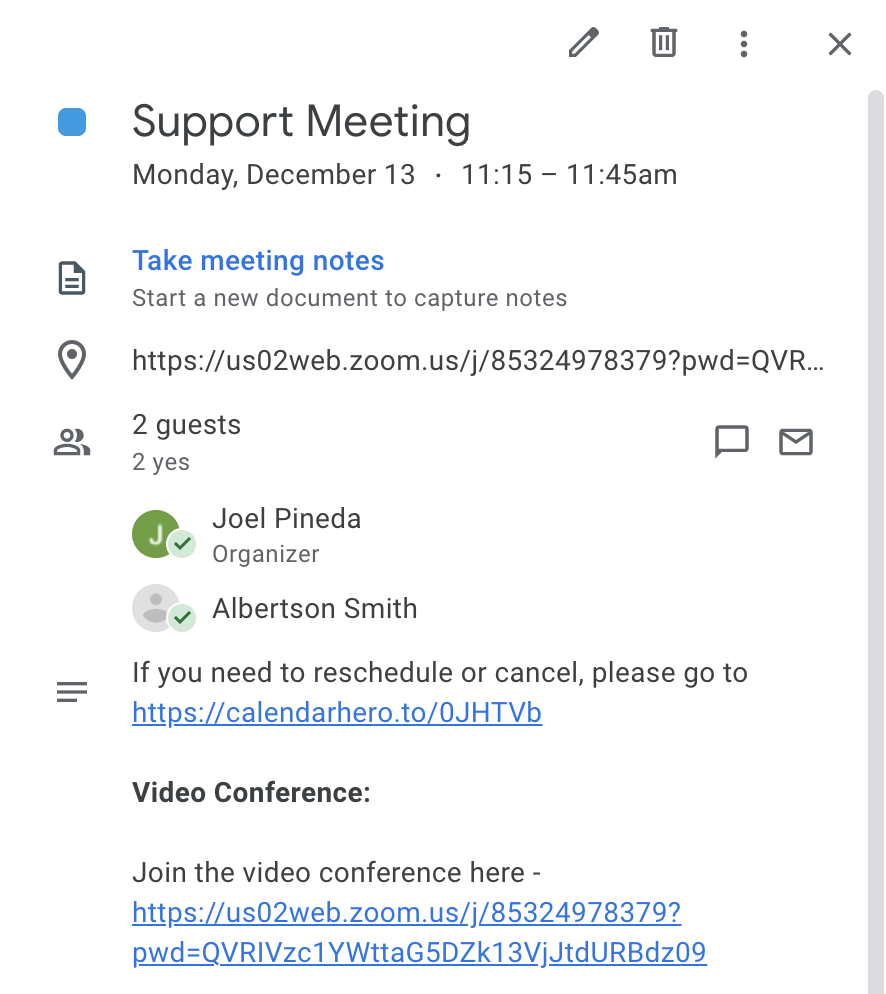 Scheduled Meeting Notifications – CalendarHero